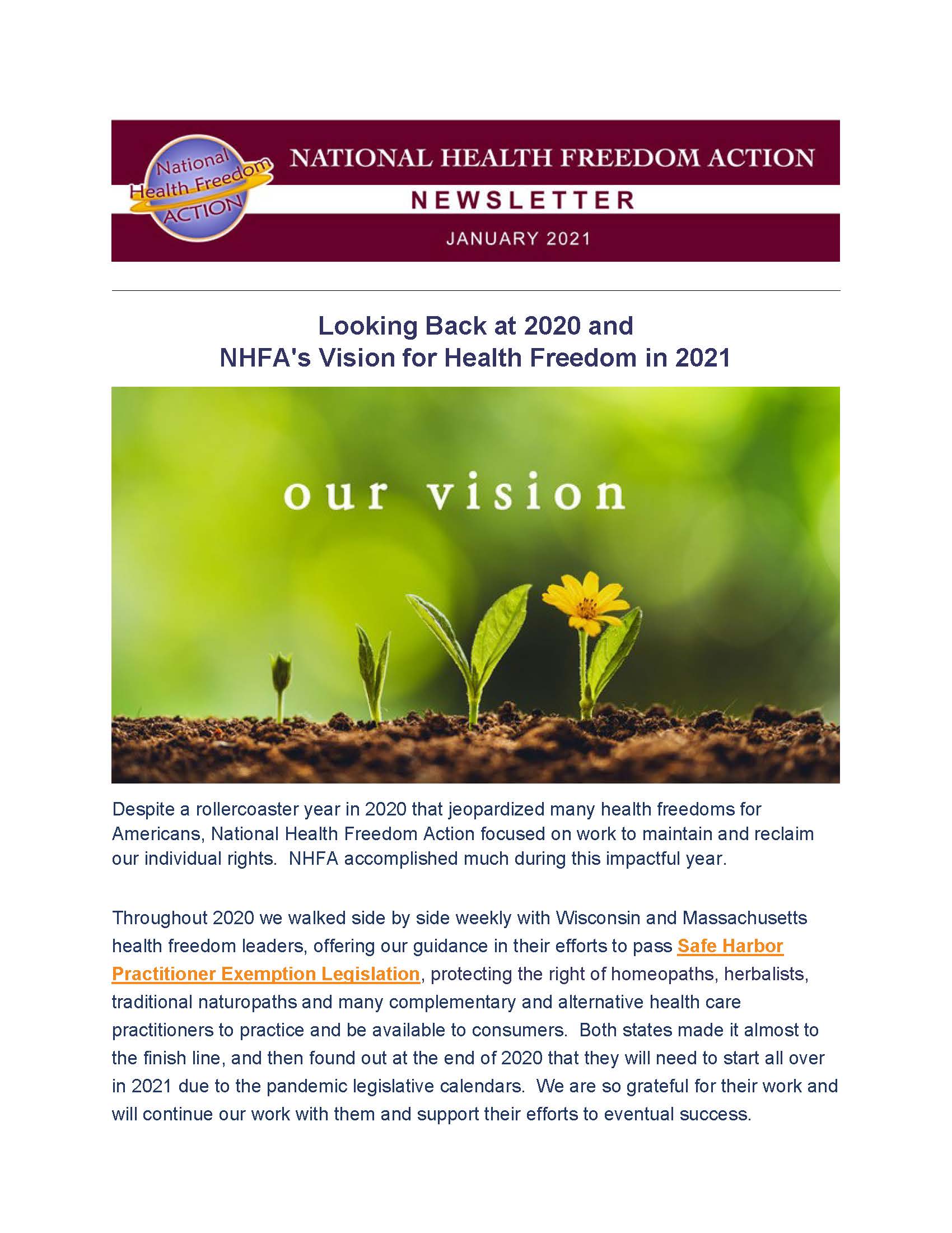 Summer 2007 Newsletter - National Health Freedom Action